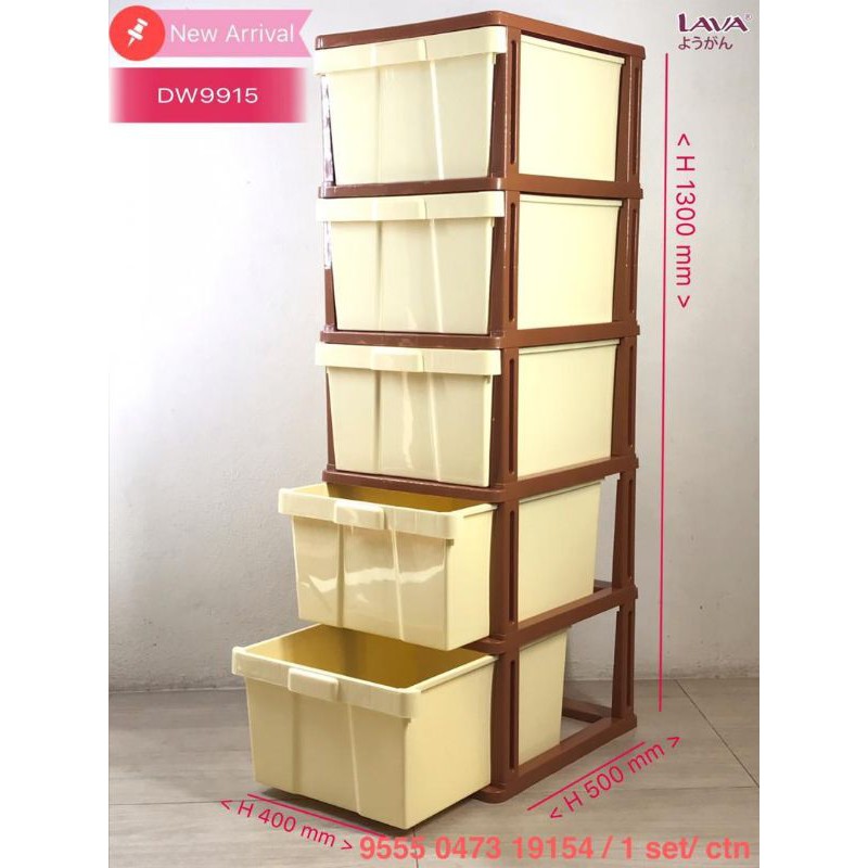 LAVA 5 Tier Plastic Drawer / Plastik Kabinet / Storage Cabinet DW9915 ...