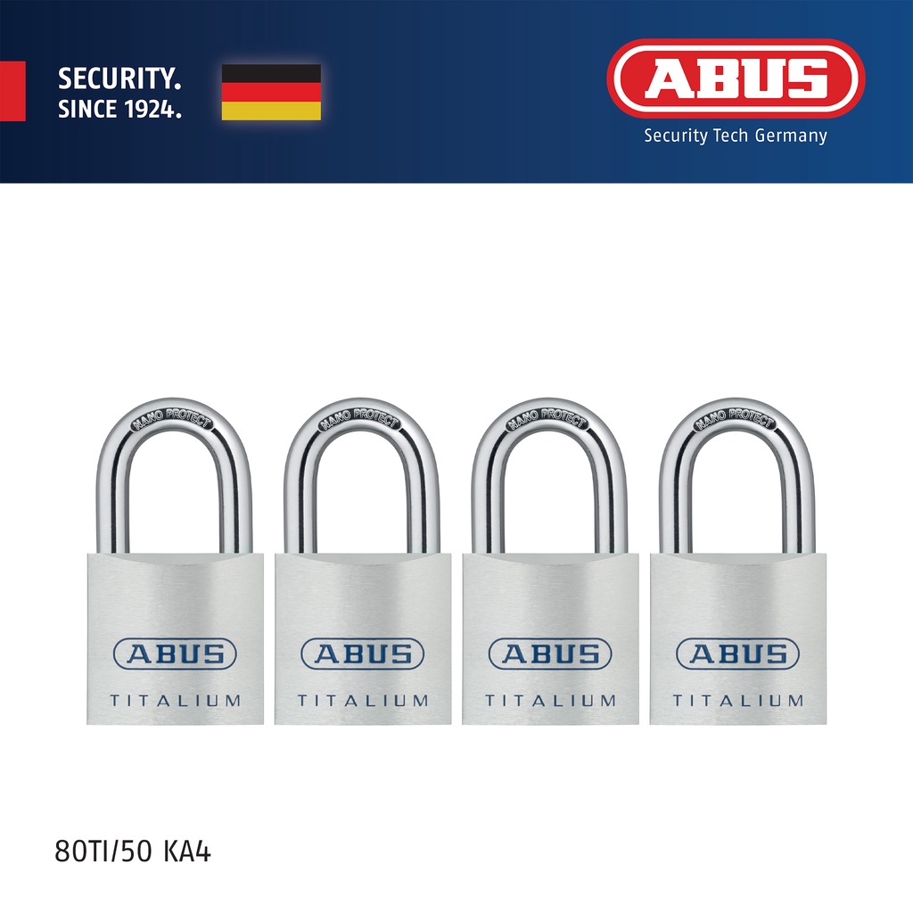 Abus 80TI/50 KA2/KA3/KA4/KA5/80TI/60 Titalium Padlock Strong Lightweight Innovative Padlock ...