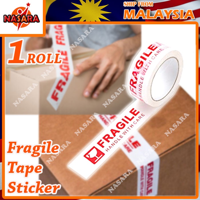 Nasara 1 Pcs 50m Fragile Tape Sticker High Adhesive Fargile Label ...