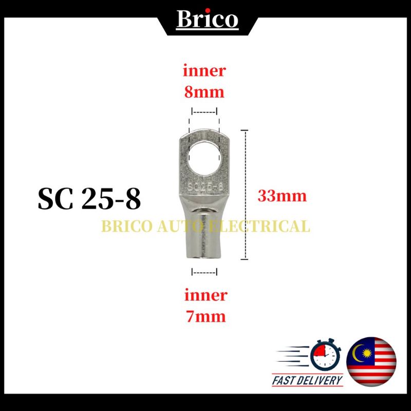 Cable Lug SC Series Tinned Copper Cable Lug Wire Connector Battery ...