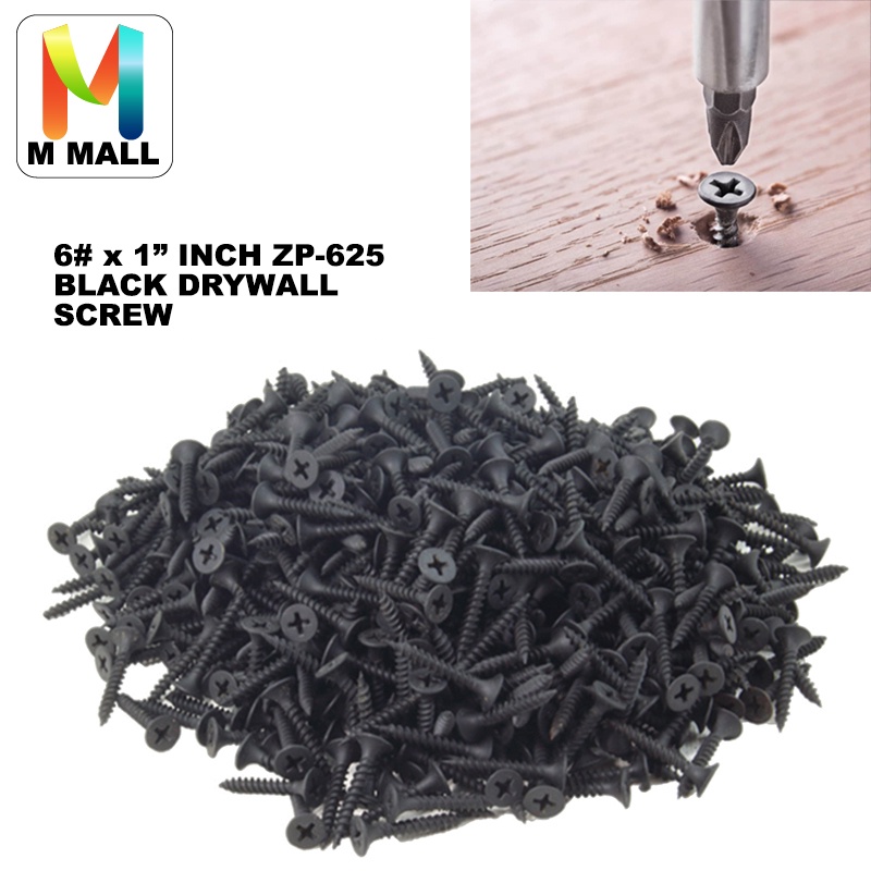 M MALL [1BOX] 3.5 X 25MM 6# X 1" INCH ZP-625 BLACK PHILIPS ZINC PLATED ...