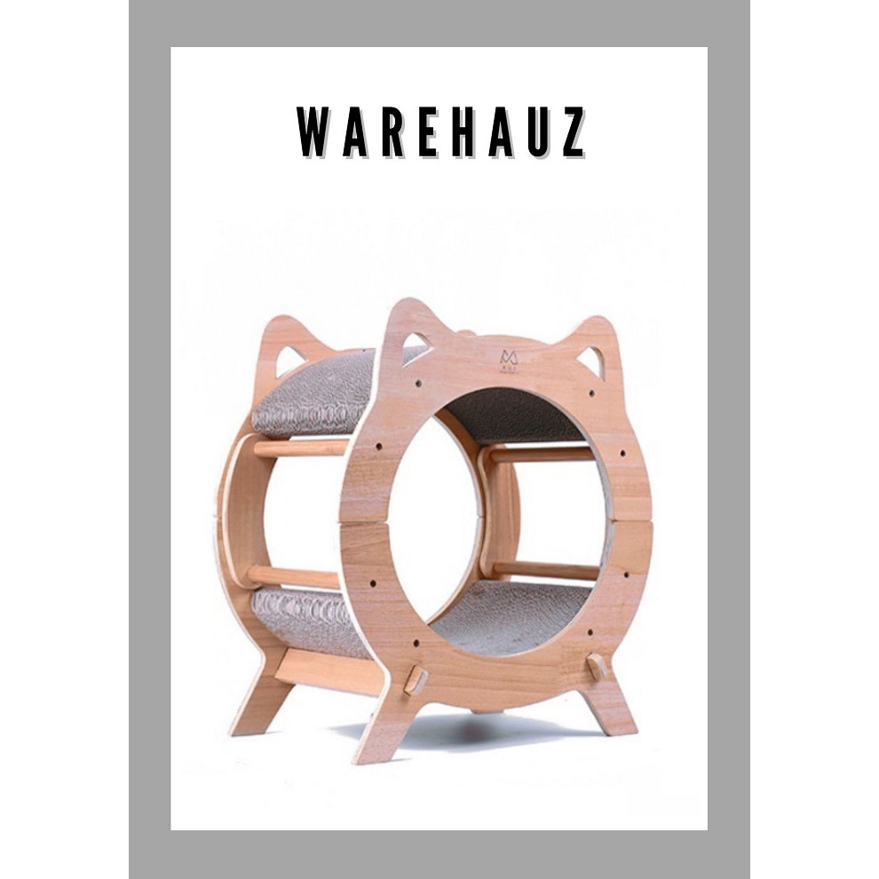 Cat & Square Shaped Cute Modern Scratch Lounge Wooden Cat Scratcher Bed ...