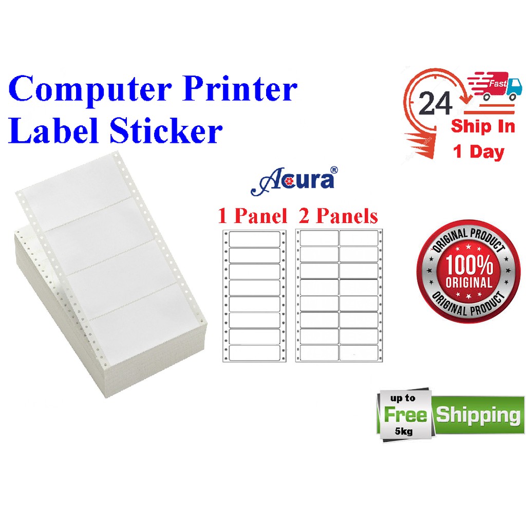 Dot Matrix Printer Computer Label Sticker White 750 Sticker / 1000 ...