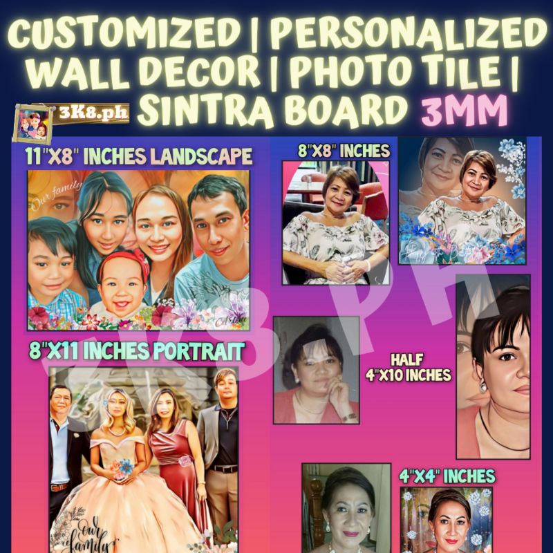 3mm CUSTOMIZED SINTRA BOARD | PERSONALIZED WALL DECOR | PHOTO TILE ...