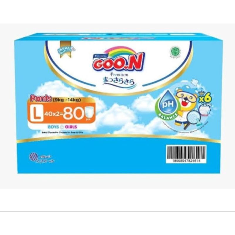 Goon PREMIUM BOX MASSARA M48X2=96, L40x2=80 DIAPERS M96, L80 BABY GOON ...