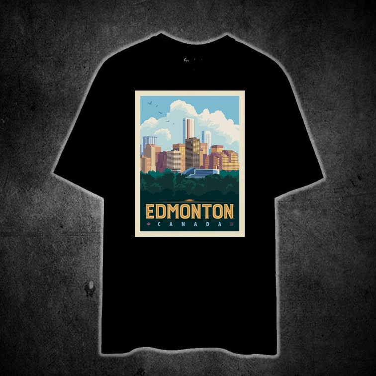 EDMONTON CANADA (CANADA VINTAGE TRAVEL) Printed t shirt unisex 100% ...
