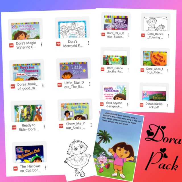 Kids Printable Dora Adventures Colouring, craft and Storybook 13 files ...
