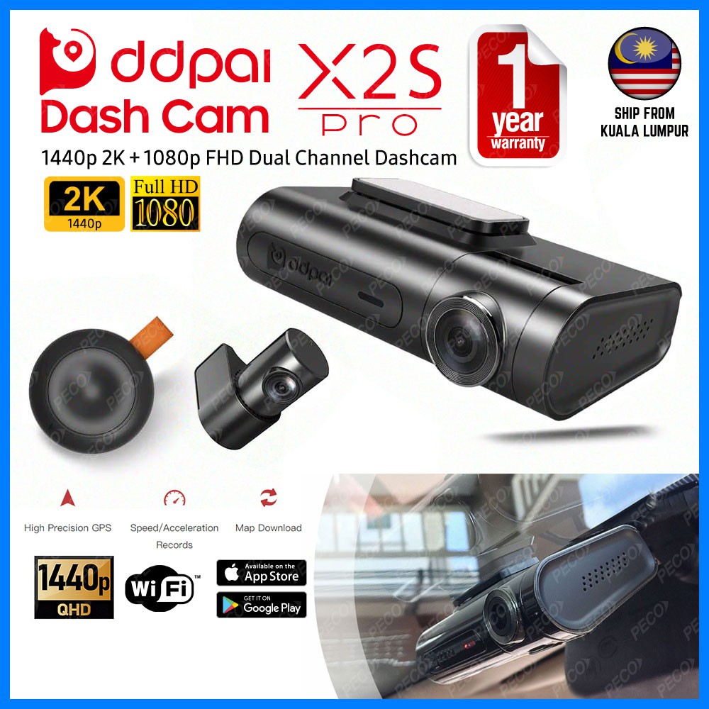 DDPAI X2S Pro dual channel dashcam 1440P Full HD Night Vision Car DVR ...