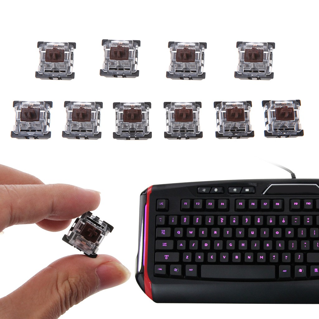 10Pcs 3 Pin KeyCaps Brown Mechanical Keyboard Switch for Cherry MX ...