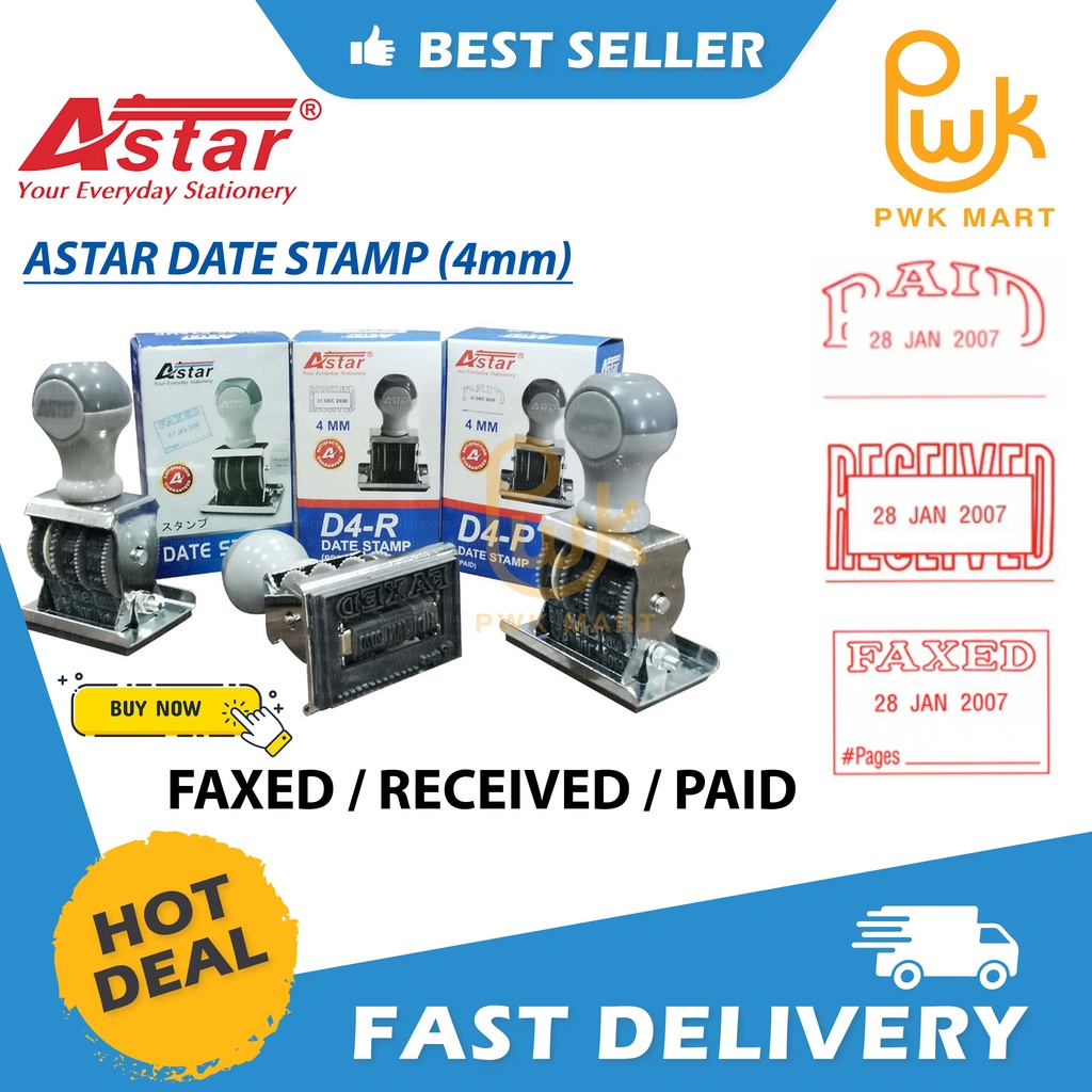 Astar Date Stamp / Dater Stamp / Cop Tarikh (Received D4-R / Paid D4-P ...