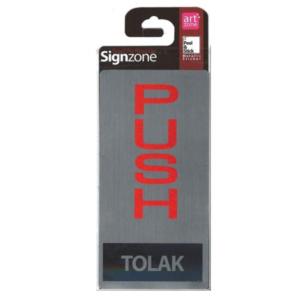 Signzone Peel & Stick Metallic Sticker - PUSH (TOLAK) (Item No: R01-53 ...