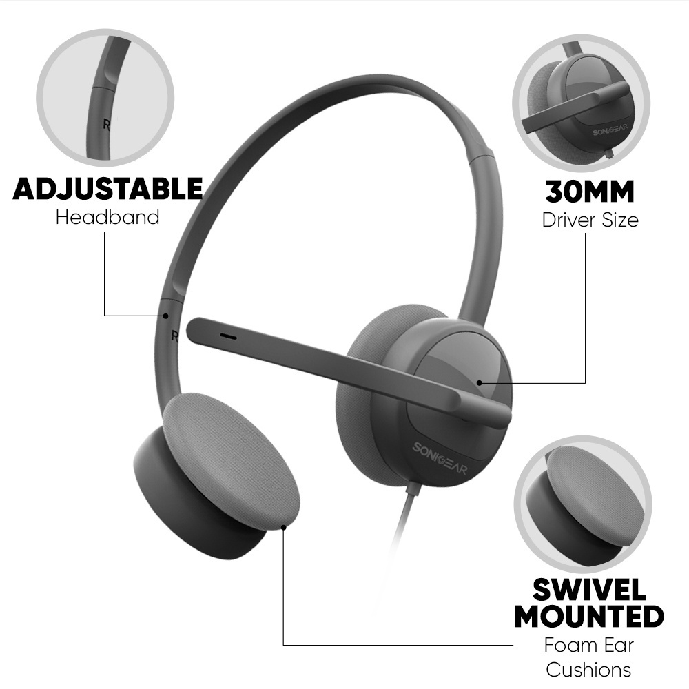 SONICGEAR Xenon 1U Stereo Headphone With Microphone [Grey/Mint/Pink ...