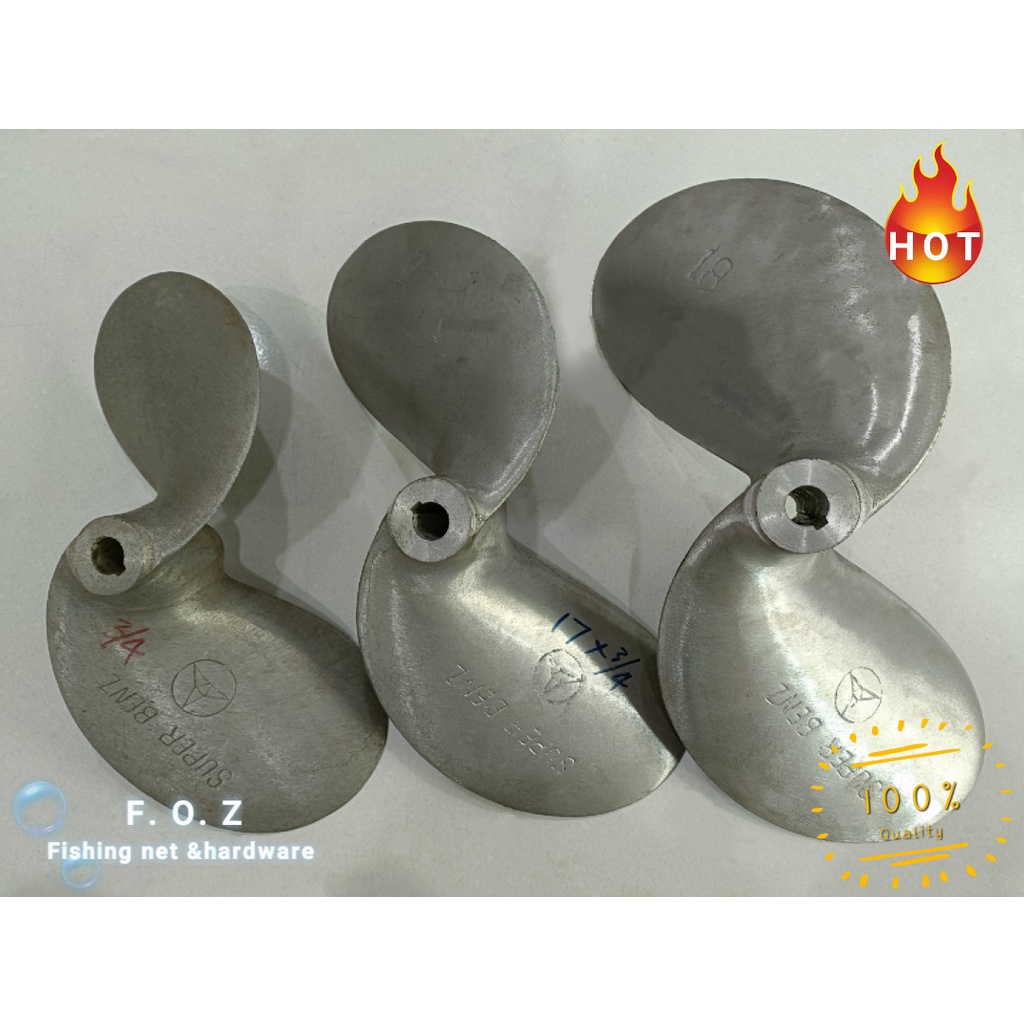 Kipas Boat 2 Daun 3/4" & 7/8" & 1" Lubang Aluminium Boat Fan Propeller ...
