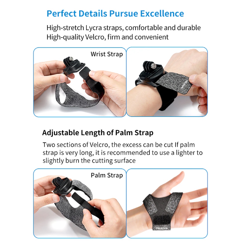 TELESIN WFS-221 360 Degree Rotation Hand Wrist Strap Quick Adjust Mount ...