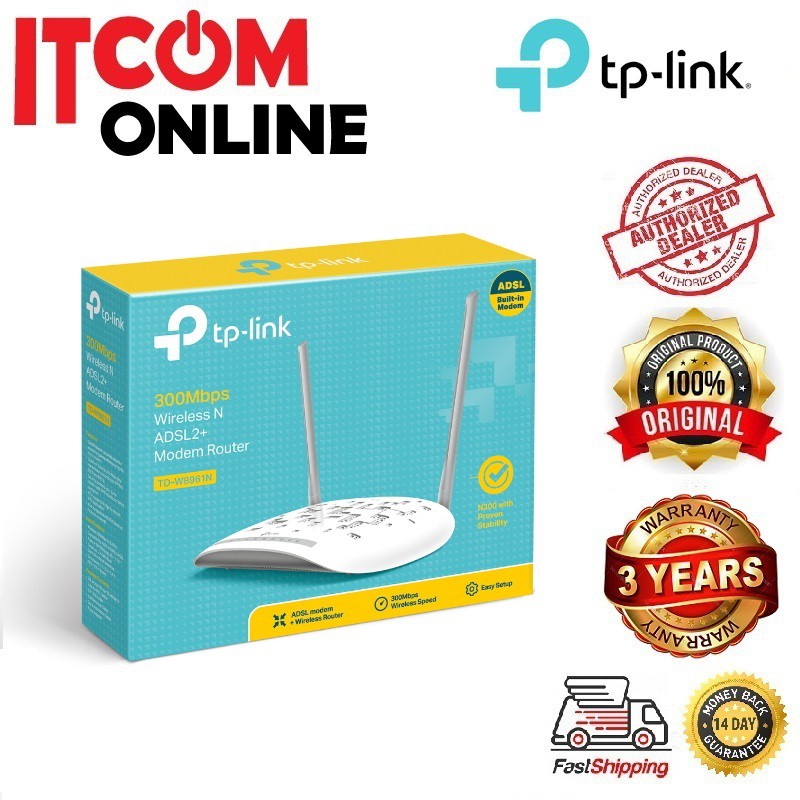 TP-LINK WIFI 300MBPS WIRELESS ADSL2+ MODEM ROUTER (TD-W8961N) | Shopee ...