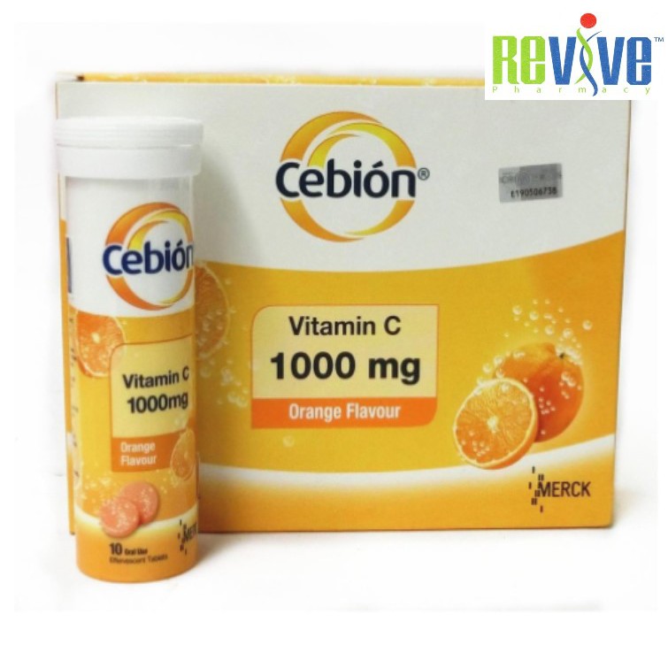 Cebion Vitamin C 1000mg Effervescent tablet (orange flavour) 10's X 4 ...