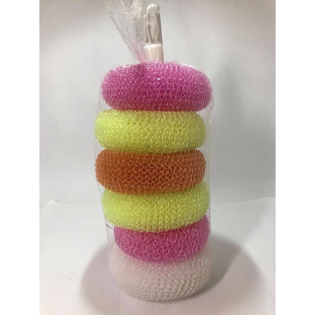 6 PCS Round Dish Washing Net with Sponge Gosok Periuk Kitchen Cleaning ...