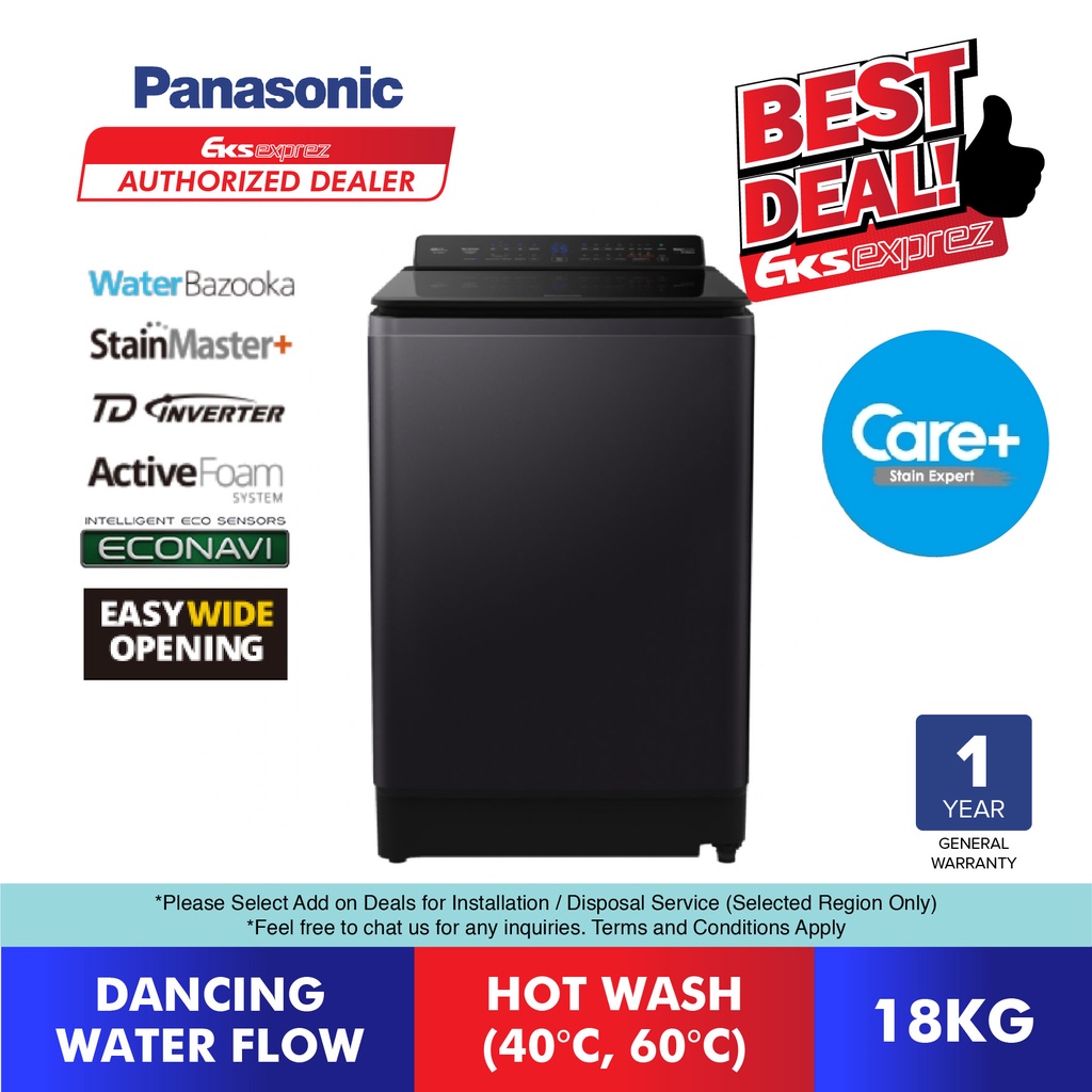 Panasonic Inverter Top Load Washing Machine 18kg NA-FD18V1BRT with Hot Wash Washer | Shopee Malaysia