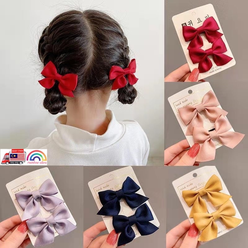 Kid's Twin Set Ribbons Hairclips Children Hair Pins Beauty Hair Clips ...
