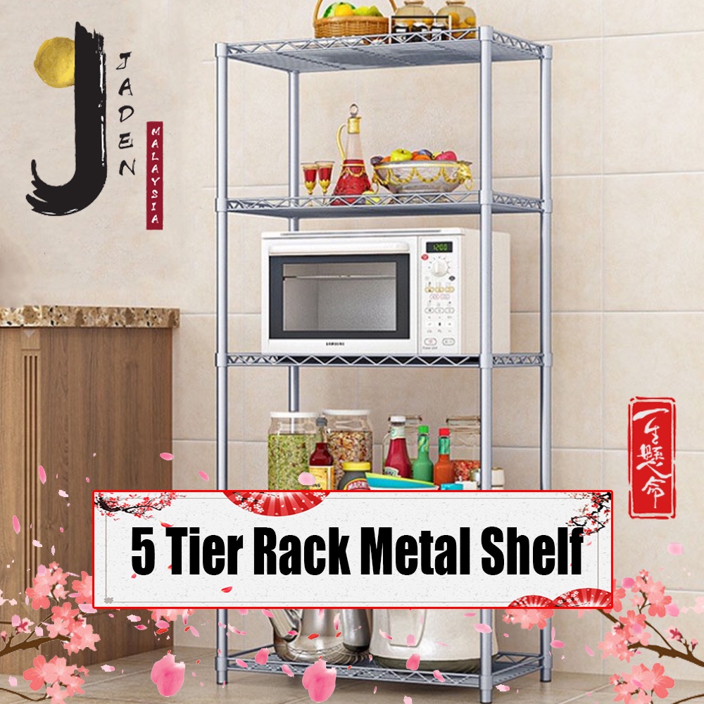 JADEN 5 Tier Rack Metal Shelf 5 Layer Iron rust-proof storage shelf ...