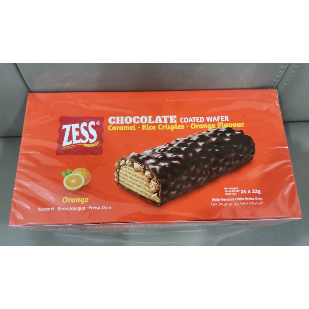 Zess Chocolate Coated Wafer Orange Flavour 24x 22g | Shopee Malaysia