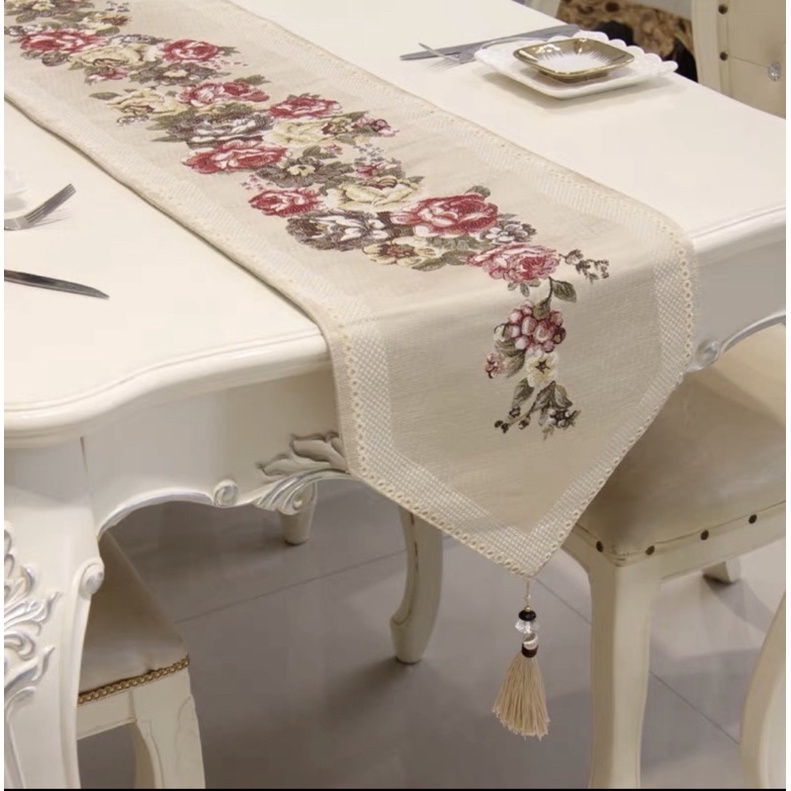 LEIAHOME ️Ready Stock Luxury Embroidery Nordic Table Runner Alas Lapik ...