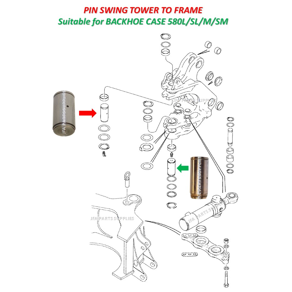 Backhoe CASE 580L/SL/M/SM Pin - Swing Tower To Frame (Upper/Lower ...