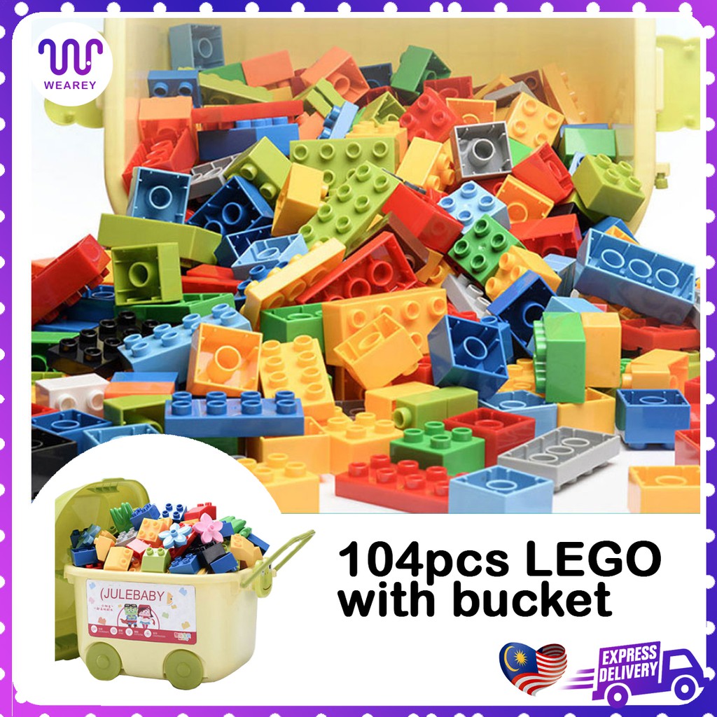 Children's Educational Toys Lego Building Blocks 104pcs with Bucket ...