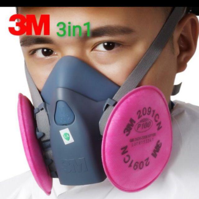 9in1 | 3M mask 7502 gas respirator half face topeng debu | cat ...