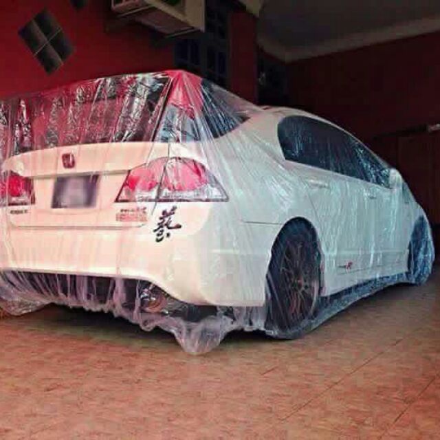 Transparent Car Cover Car Plastic Body Cover Penutup Kereta Selimut ...