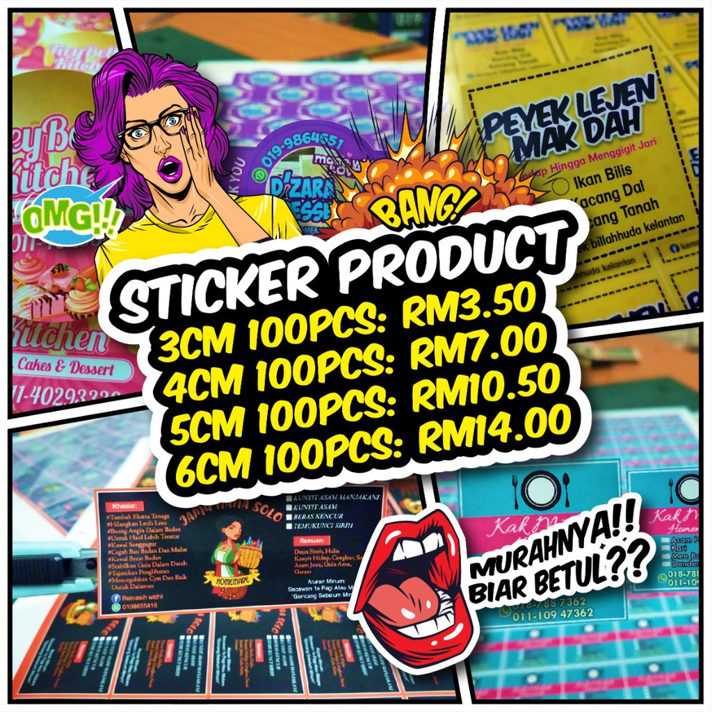 Sticker Label Produk Murah Serendah RM 3.50 Utk 100pcs Print + Cut ...