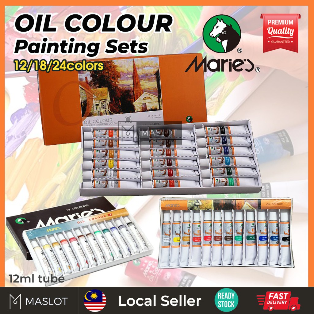 MARIE'S MARIES Oil Colour Painting Set 12/18/24 Colors Professional ...