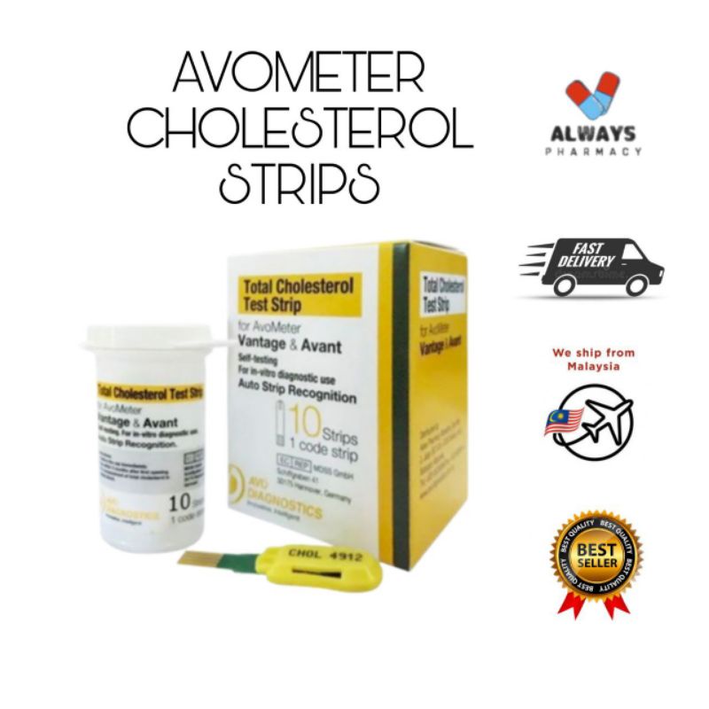 1 BOX STRIPS | AVOMETER TOTAL CHOLESTEROL STRIPS UNTUK CHECK KOLESTROL ...