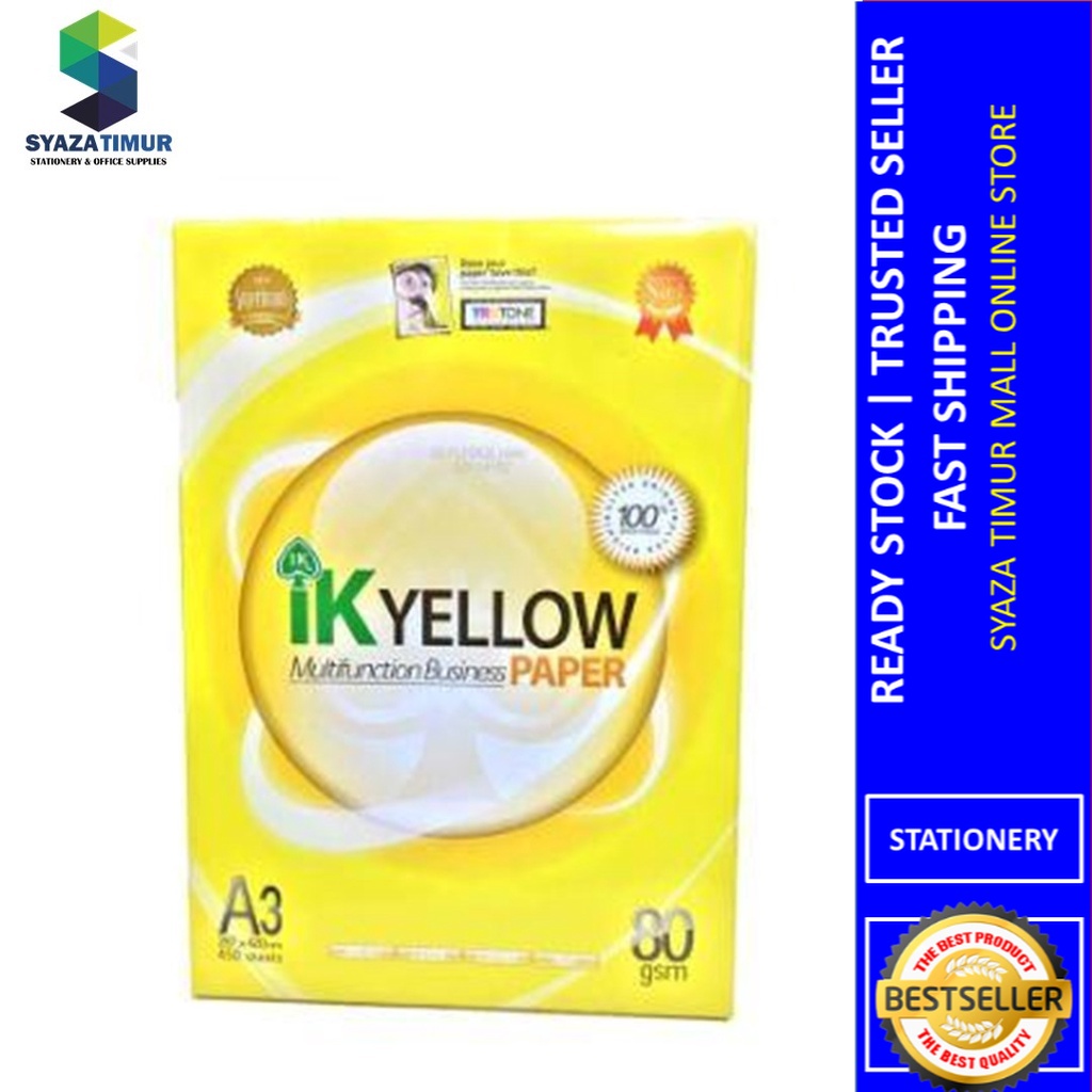 OFFER - IK Yellow A3 Paper 80GSM 450's / Kertas Putih A3 | Shopee Malaysia