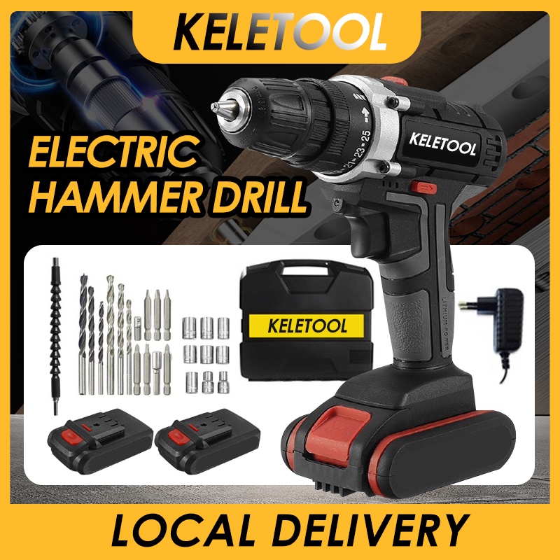 keletool 588VF Cordless Impact Drill Battery Drill Screw Driver Set 3 ...