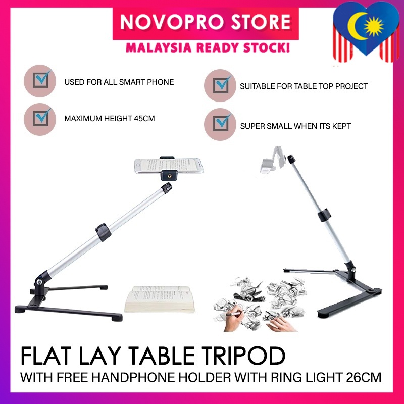 Novo Pro Flat Lay Table Tripod with Free Handphone Holder With Ring ...