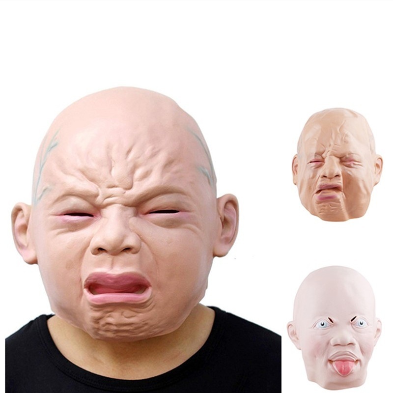 Realistic Silicone Masks Creepy Prop Cry Baby Mask Full Head Latex ...