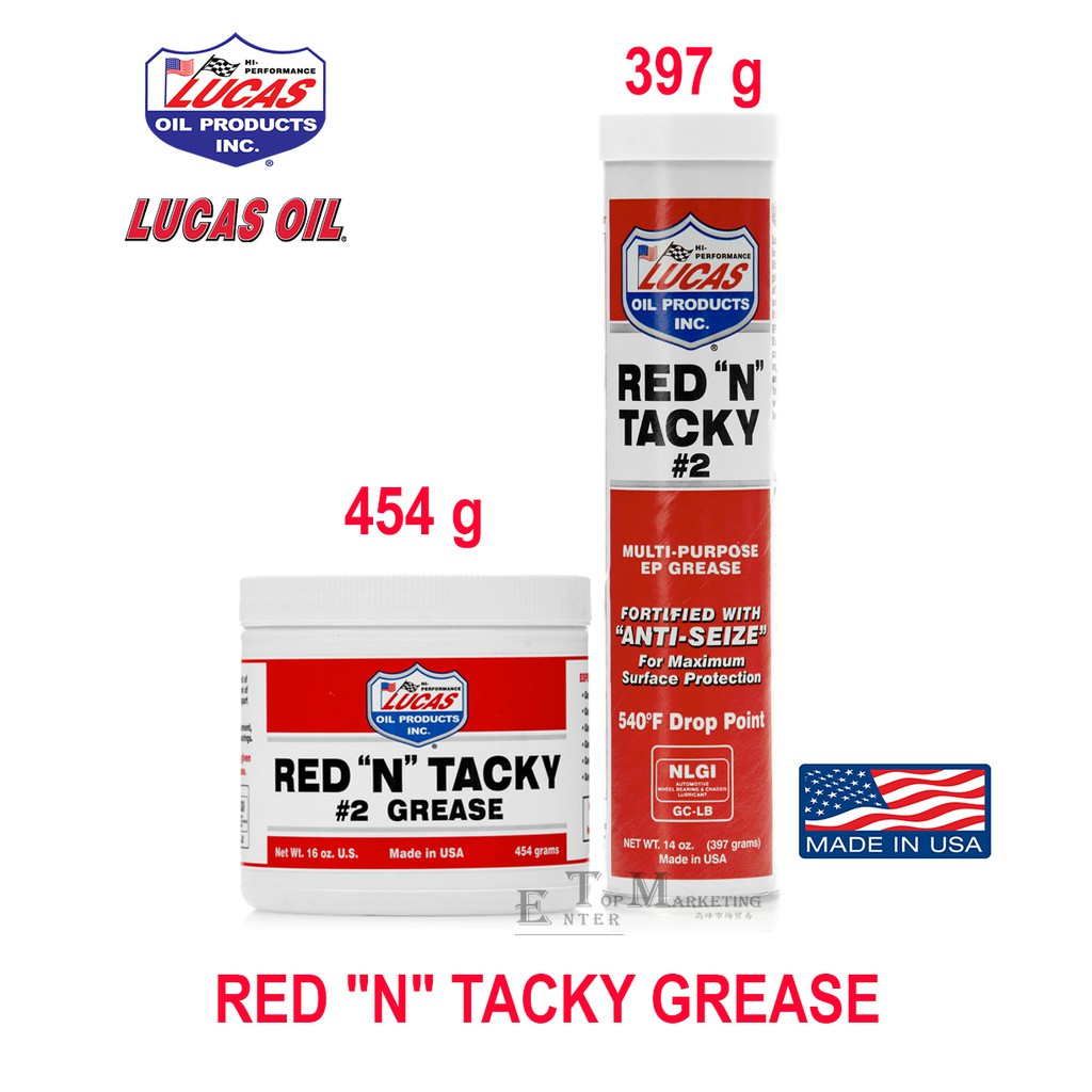 Lucas Red "N" Tacky Grease (397grams Cartridge) (454 grams Tub ...