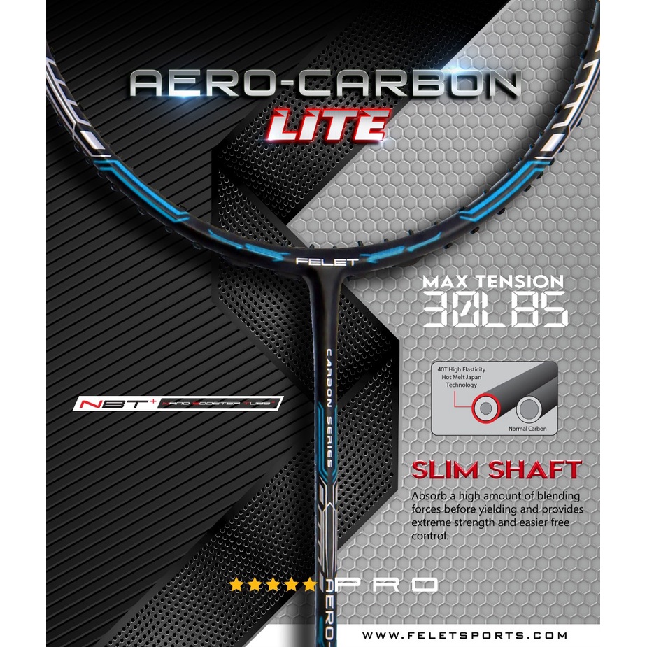 Felet Fleet Badminton Racket Aero Carbon Lite 7U | Shopee Malaysia