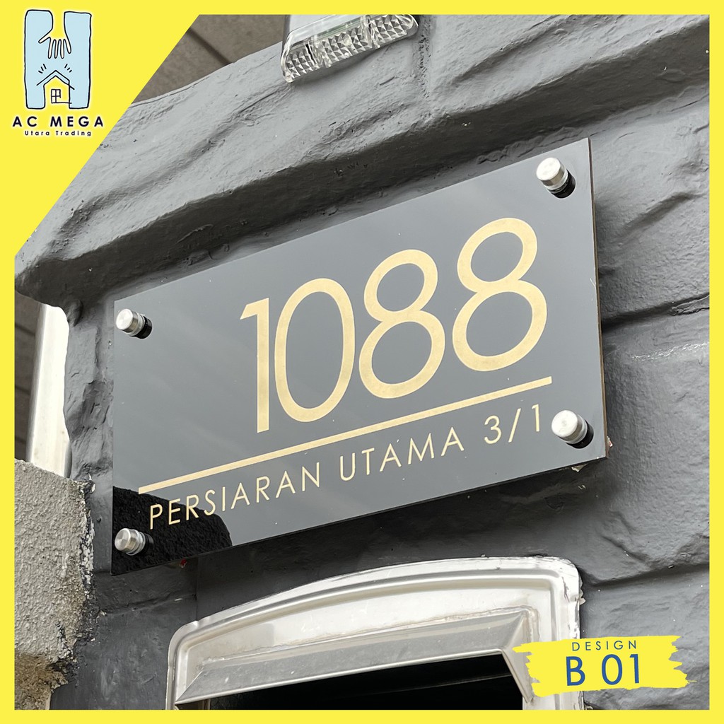B 01 - house number | nombor rumah | sign plate acrylic | no rumah ...