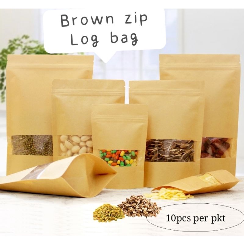 10pcs BROWN KRAFT PAPER ZIPPER BAG/ZIP LOCK BAG/KRAFT PAPER PACKAGING ...