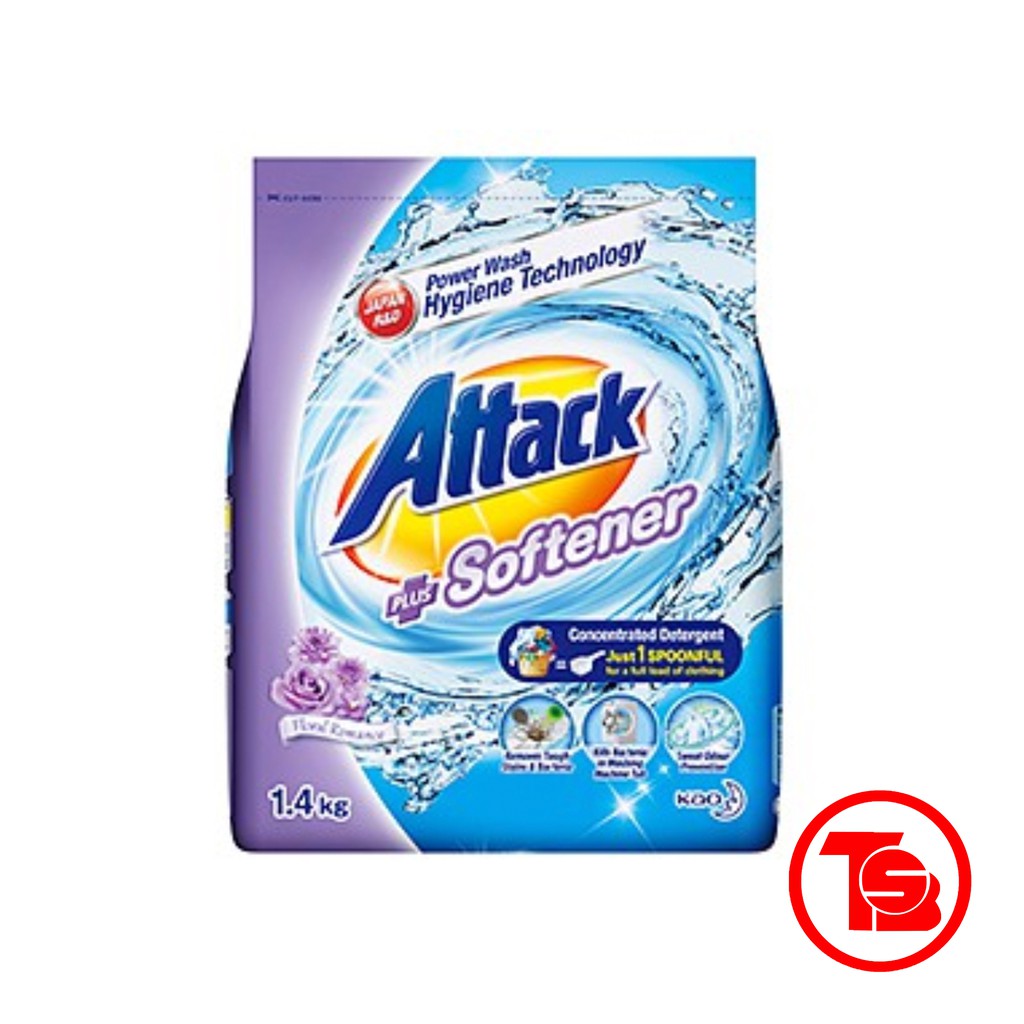 KAO Attack Powder Detergent Plus Softener Floral Romance 1.4kg | Shopee Malaysia