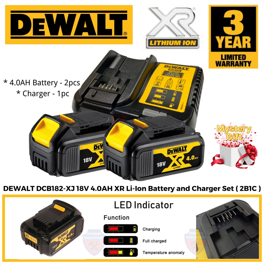 Dewalt DCB182-XJ 18V XJ Li-Ion BATTERY (4.0AH) & DCB112-B1 10.8V-18V MULTI VOLTAGE XR LI-ION ...