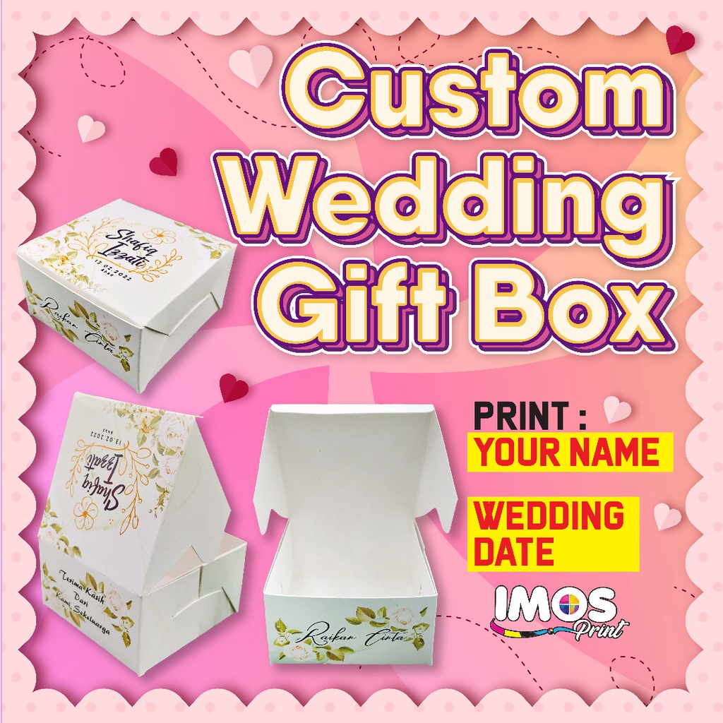 Custom Kotak Kahwin Goodies Box Gift Box (Print Nama Pengantin,, Tarikh ...