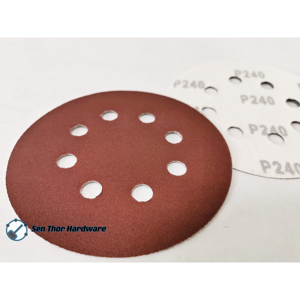 5 inchi 8-Hole Brown Flocking Loop Round Sand Paper 5寸8孔植绒褐色圆砂纸 Sen ...