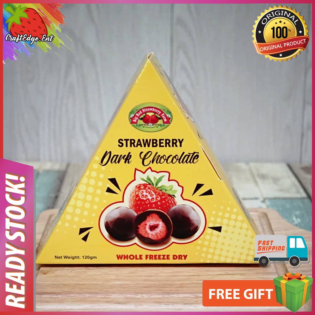 Chocolate Coklat Strawberi Whole Freeze Dry BIG RED STRAWBERRY CAMERON ...