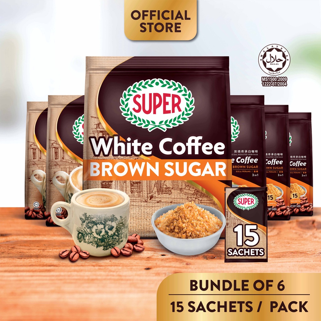(Bundle of 6) SUPER Instant 3in1 White Coffee, 15 sachets [HALAL ...