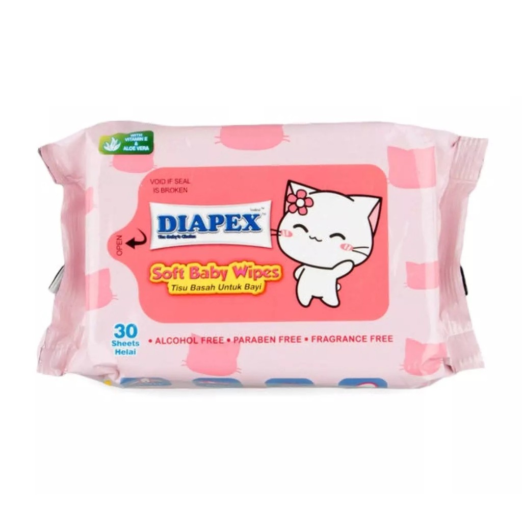 Diapex Soft Baby Wipe Wet Tissue / Tisu Basah Bayi 30 sheet | Shopee ...