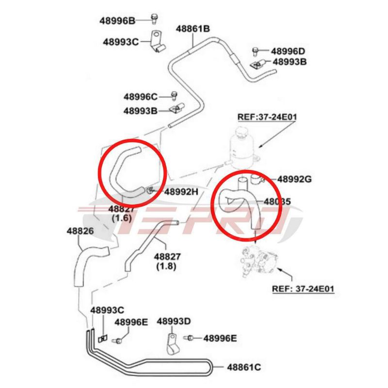 ORIGINAL PROTON WAJA MMC 4G18 POWER STEERING HOSE BIG N SMALL PW820153 ...