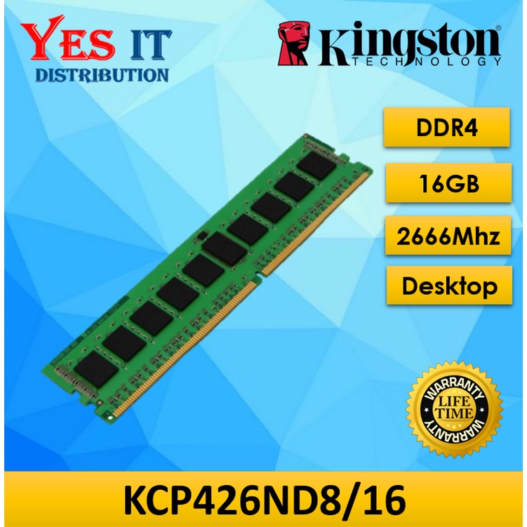 KINGSTON 16GB 2666MHz DDR4 CL19 PC RAM 2RX8 (KCP426ND8/16) | Shopee Malaysia